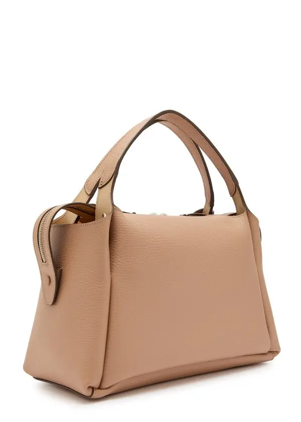 TOD'S Grained Leather Top Handle Bag - Tan