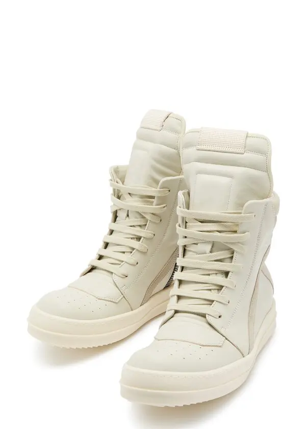 Rick Owens Geobasket Panelled Leather Sneakers