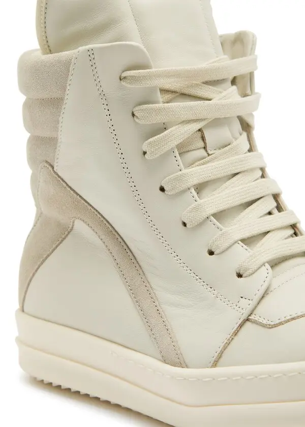 Rick Owens Geobasket Panelled Leather Sneakers
