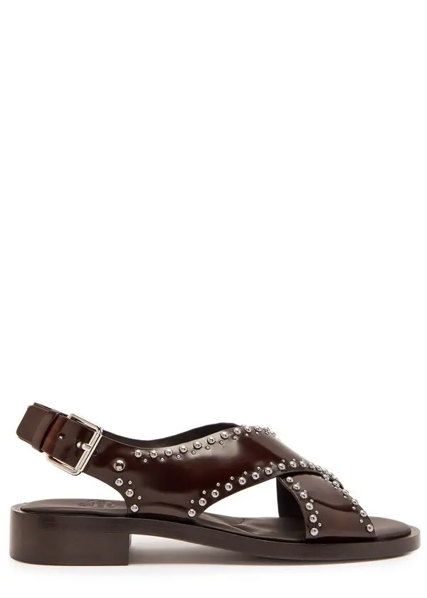 Church's Remi Stud-embellished Patent Leather Sandals - Brown