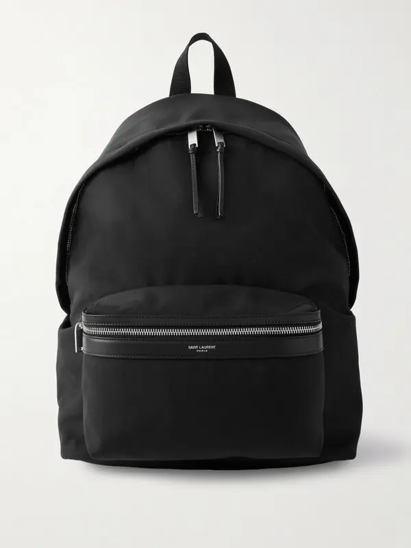 Saint Laurent City Leather-trimmed Canvas Backpack - Black
