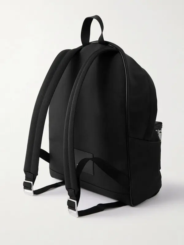 Saint Laurent City Leather-trimmed Canvas Backpack - Black