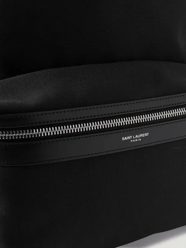 Saint Laurent City Leather-trimmed Canvas Backpack - Black