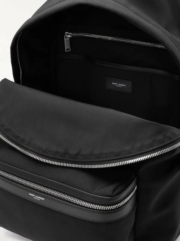 Saint Laurent City Leather-trimmed Canvas Backpack - Black