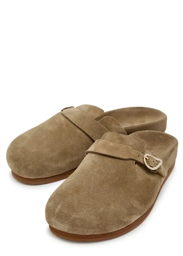 ANCIENT GREEK SANDALS Vasilista Suede Mules - Khaki