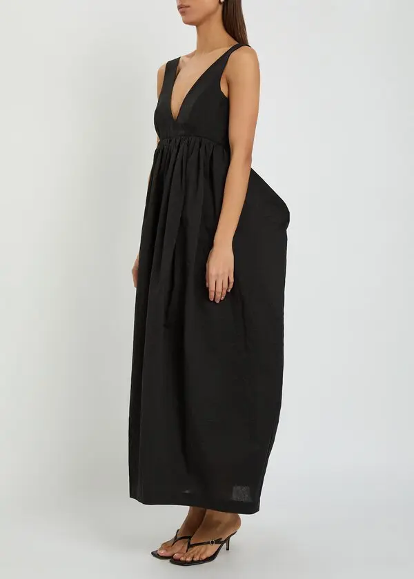 RÓHE Sculpted Cotton-blend Poplin Maxi Dress - Black