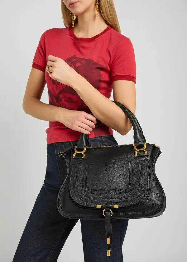 Chloé Marcie Medium Grained Leather Tote Bag - Black