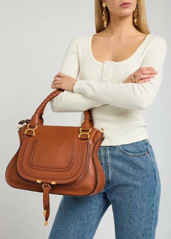 Chloé Marcie Medium Grained Leather Tote Bag - Tan