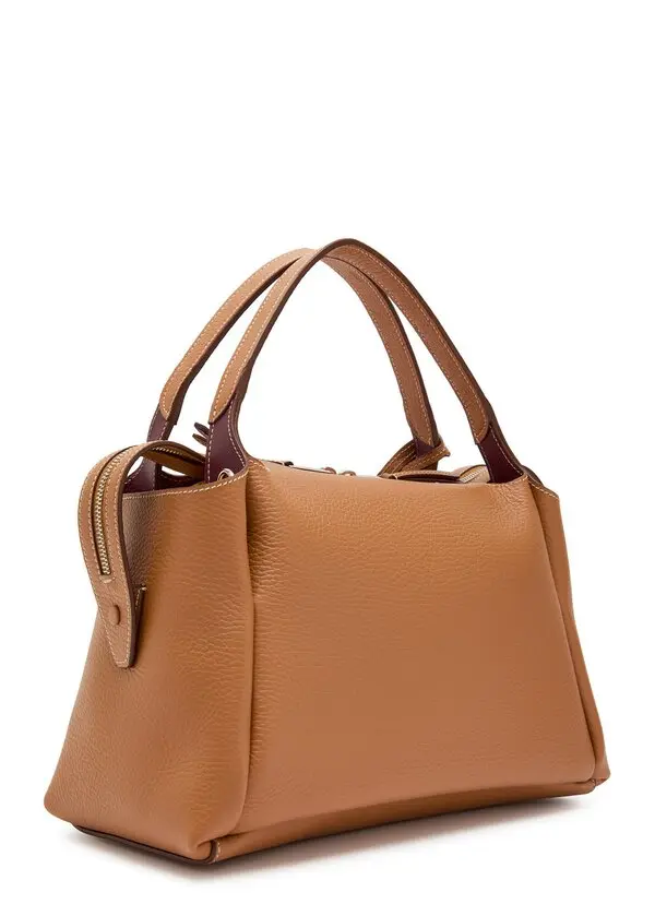 TOD'S Grained Leather Top Handle Bag - Beige