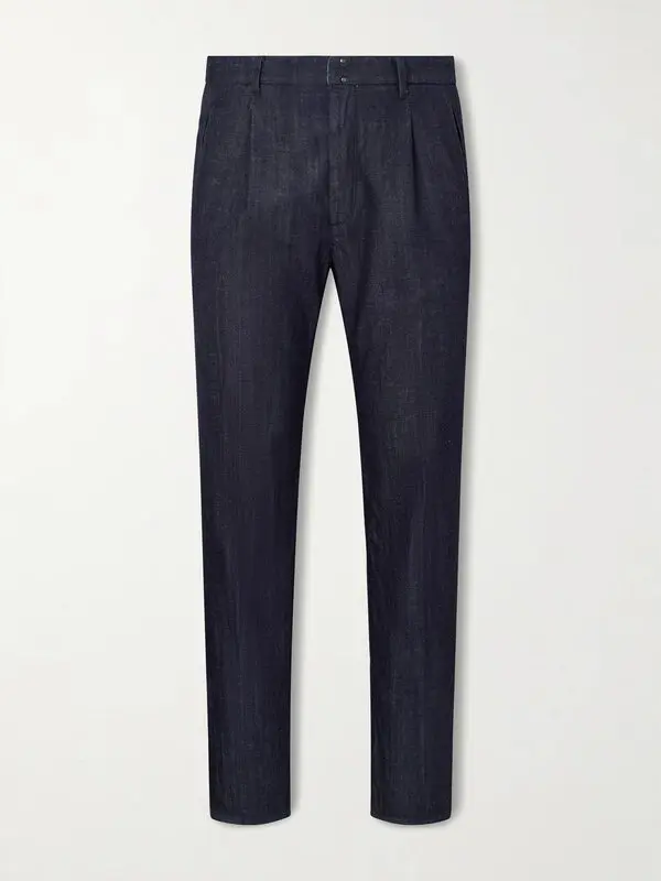 SLOWEAR Straight-leg Pleated Jeans - Blue