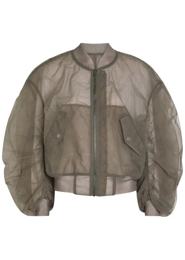 Rick Owens Printed Tulle Bomber Jacket - Grey