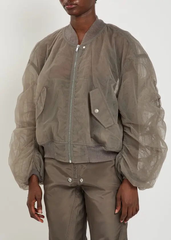 Rick Owens Printed Tulle Bomber Jacket - Grey