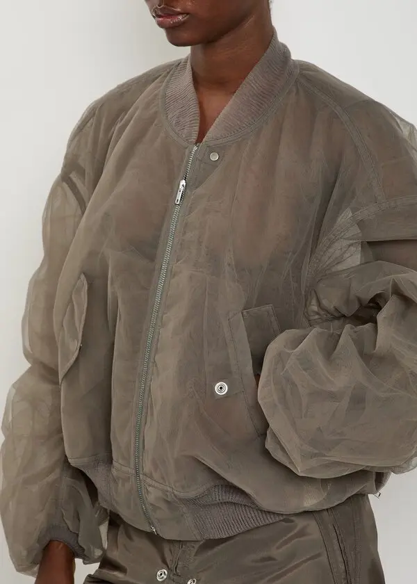 Rick Owens Printed Tulle Bomber Jacket - Grey