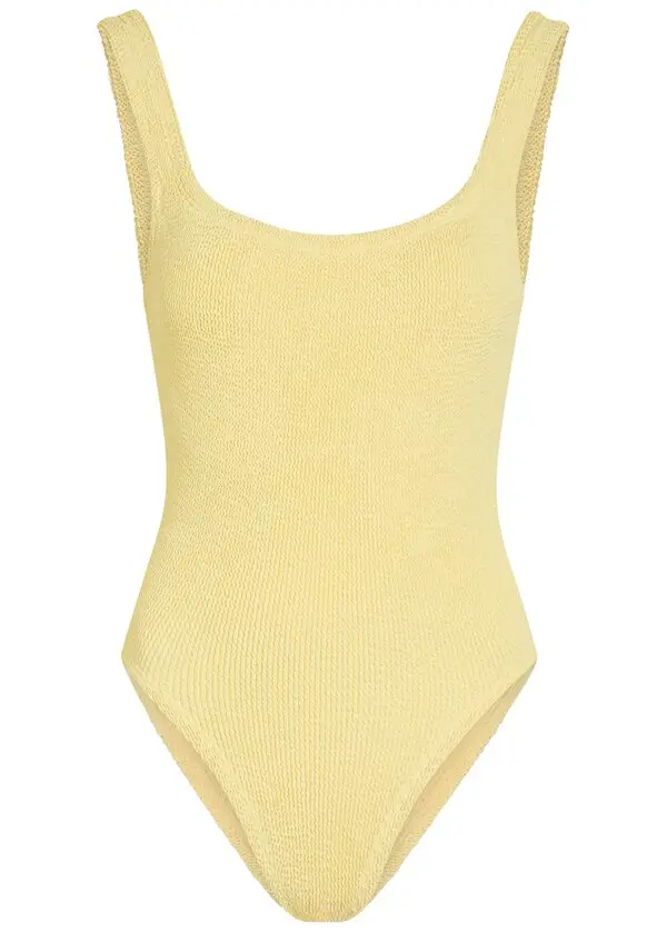 Hunza G Square-neck Crinkle Swimsuit - Yellow
