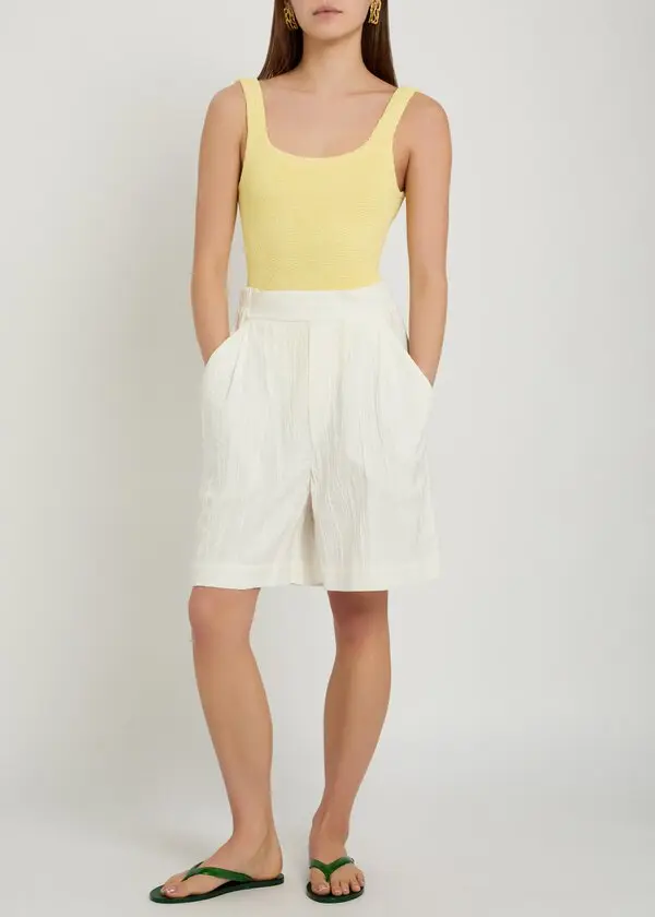 Hunza G Square-neck Crinkle Swimsuit - Yellow