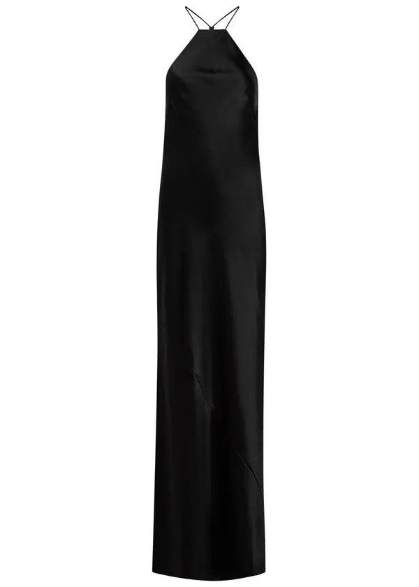 DELOS Anais Satin Maxi Dress - Black