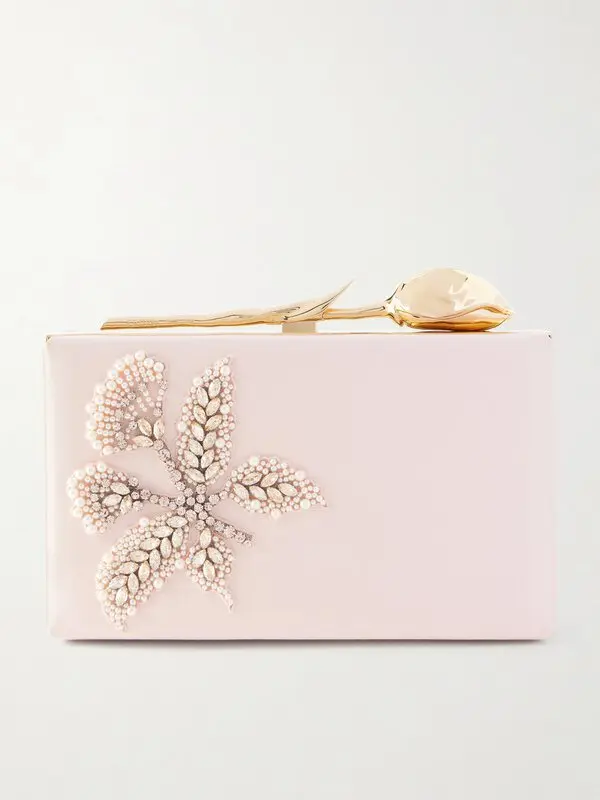 Erdem Bloom Crystal-embellished Clutch - Pink