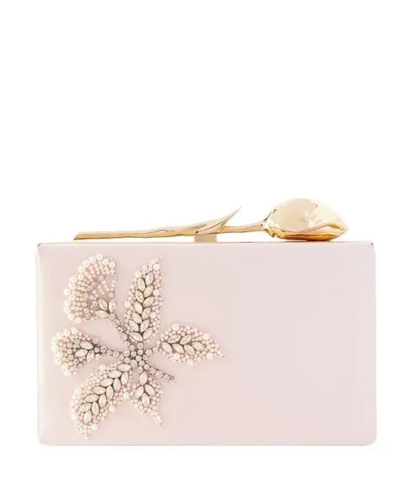 Erdem Bloom Crystal-embellished Clutch - Pink
