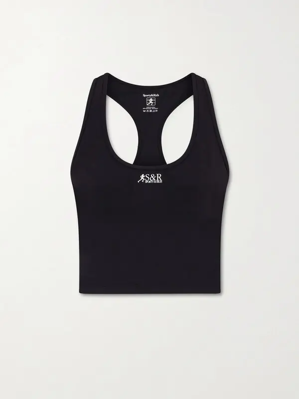 Sporty & Rich Runner Sports Tech-jersey Cropped Tank Top - Black