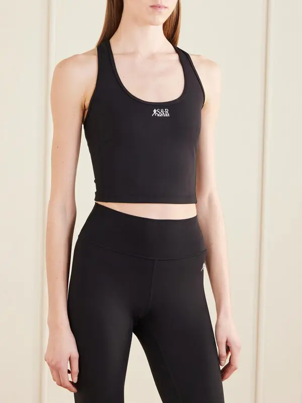 Sporty & Rich Runner Sports Tech-jersey Cropped Tank Top - Black