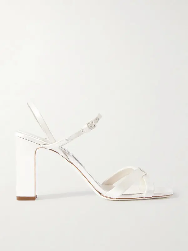 JIMMY CHOO Elsy 85 Satin Slingback Sandals - Neutrals