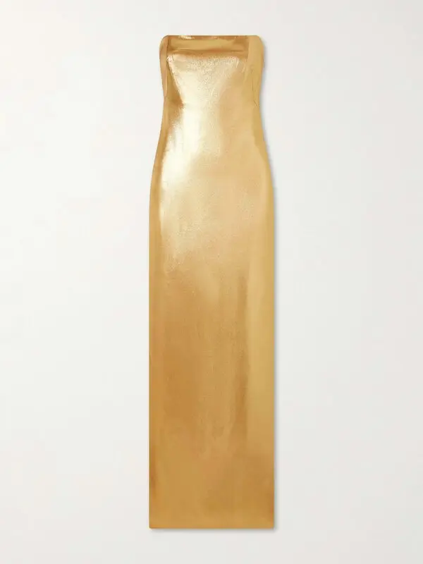 Galvan Satin Metallic Gown - Gold