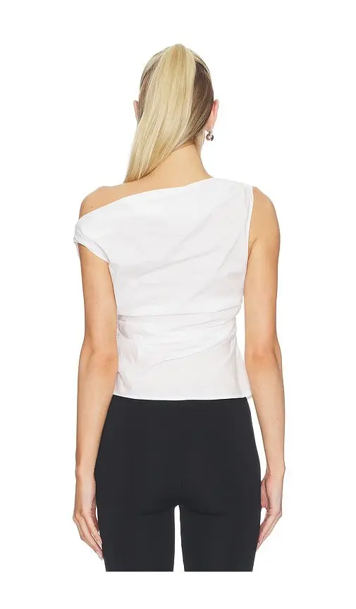 ELODIE THE LABEL Ilona Top Asymmetrical Ruched Poplin Blouse