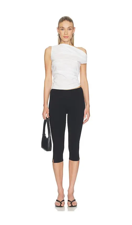 ELODIE THE LABEL Ilona Top Asymmetrical Ruched Poplin Blouse
