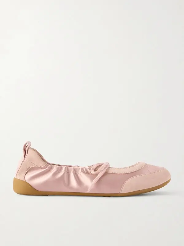 Chloé Suede-trimmed Satin Sneakers - Pink