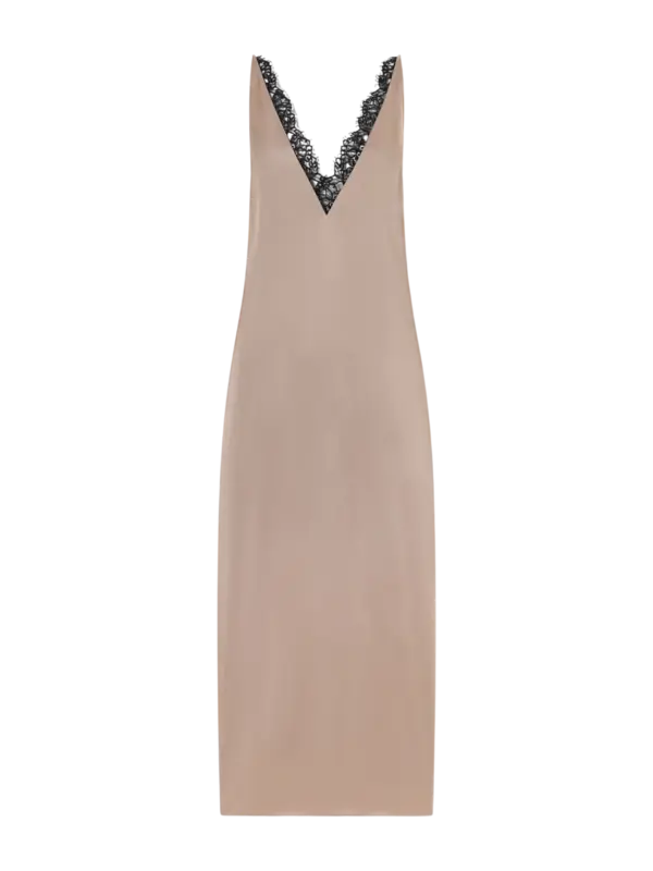 Stella McCartney Lace-trimmed Satin Midi Dress - Brown
