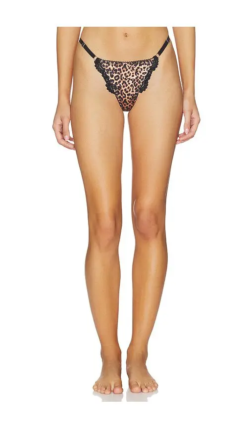 KAT THE LABEL Alix Thong In Brown - Leopard