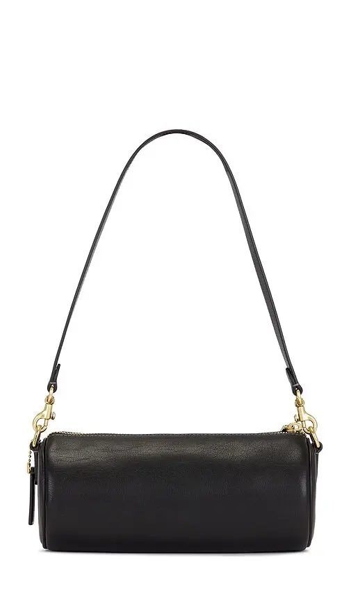 COACH Natural Grain Leather Barrel Bag - Black