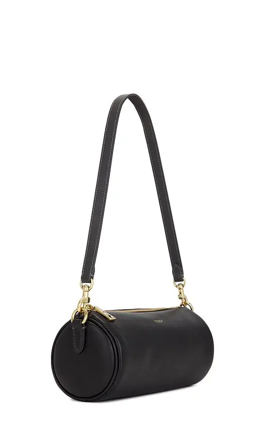 COACH Natural Grain Leather Barrel Bag - Black
