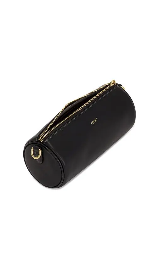 COACH Natural Grain Leather Barrel Bag - Black
