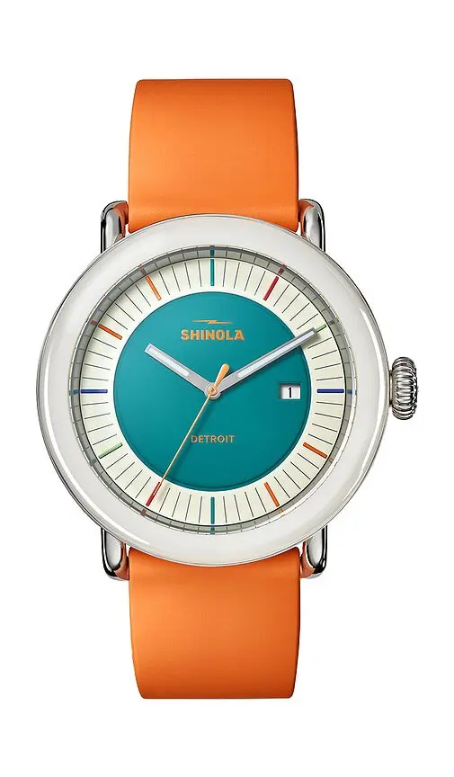 Shinola Detrola 41mm Watch - Orange & Aqua Green