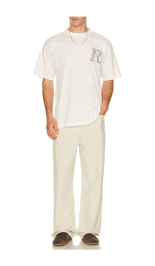 REPRESENT Western Initial Tee In White - Flat White