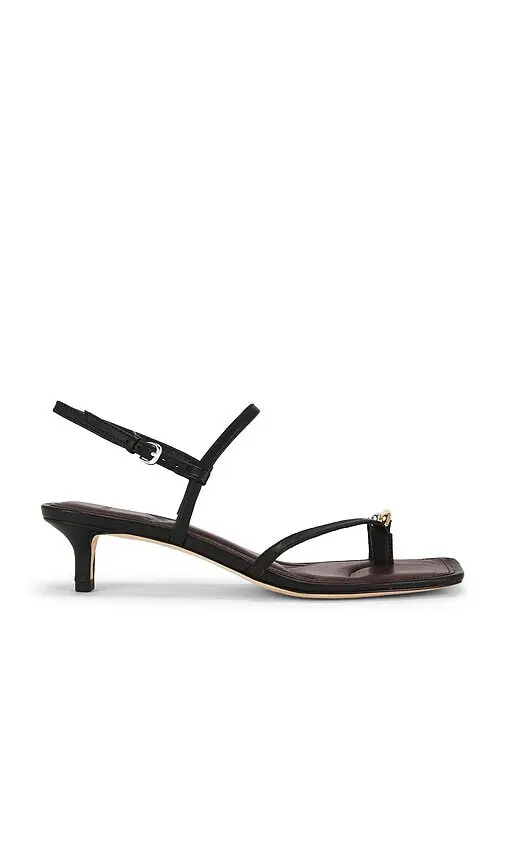 Vince Polli Kitten Heel Sandals With Ankle Strap And Metal Accent - Black