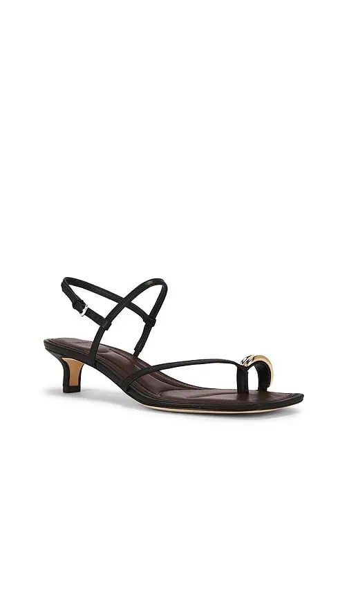 Vince Polli Kitten Heel Sandals With Ankle Strap And Metal Accent - Black