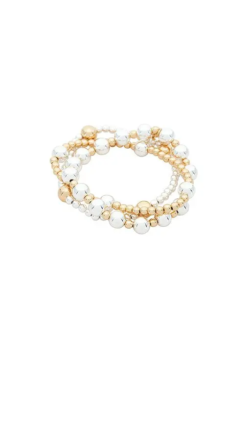 Ettika Mixed Metal Bubble Line Bracelet Set - Gold & Silver