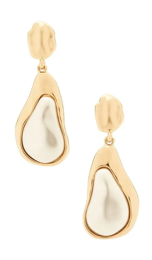 Ettika Hidden Gem Dangle Earrings - Resin Pearl & Gold
