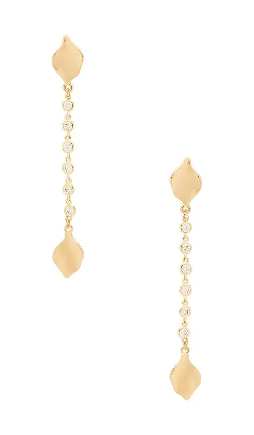 Ettika Crystal Bloom & Chain Linear Earrings - Clear Crystal & Gold