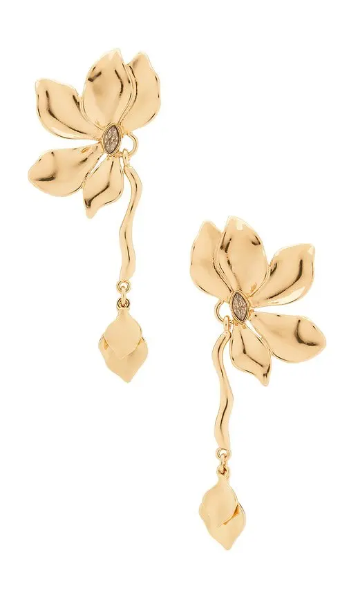 Ettika Petals Statement Earrings - Clear Crystal & Gold