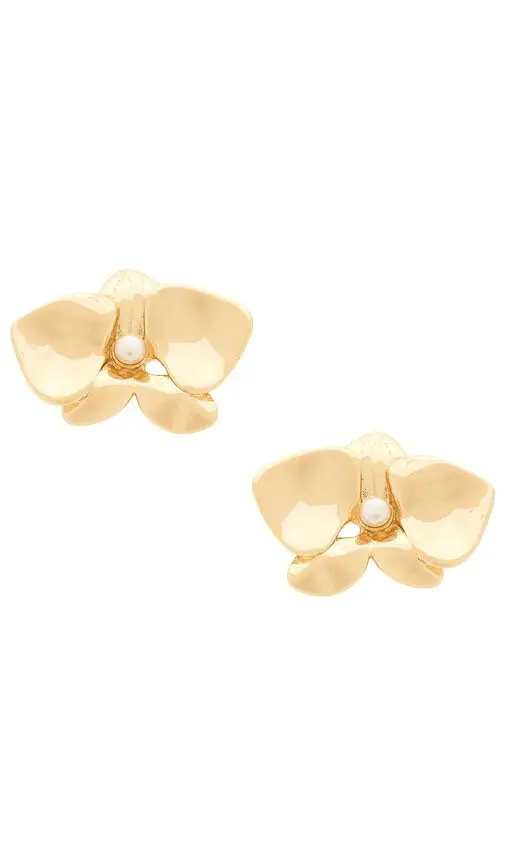 Ettika Pearl Blossom Stud Earrings - Freshwater Pearl & Gold