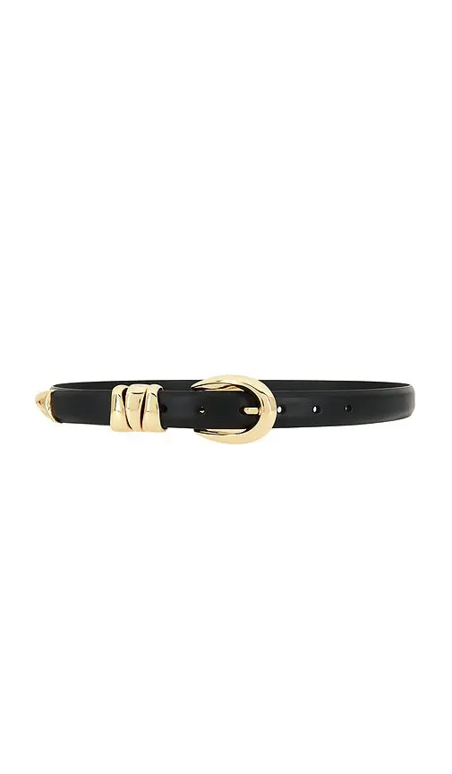 Madewell Triple Metal Keeper Leather Belt - Black & Gold