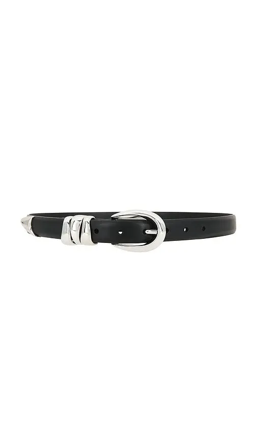 Madewell Triple Metal Keeper Leather Belt - Black & Silver