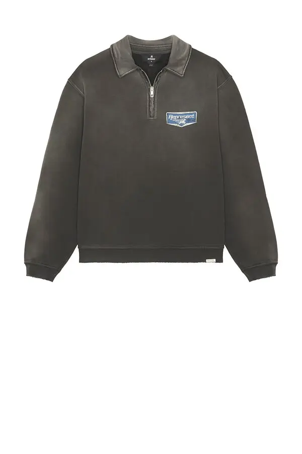 REPRESENT Nothing Faster Quarter Zip Pullover In Black - Stained Black