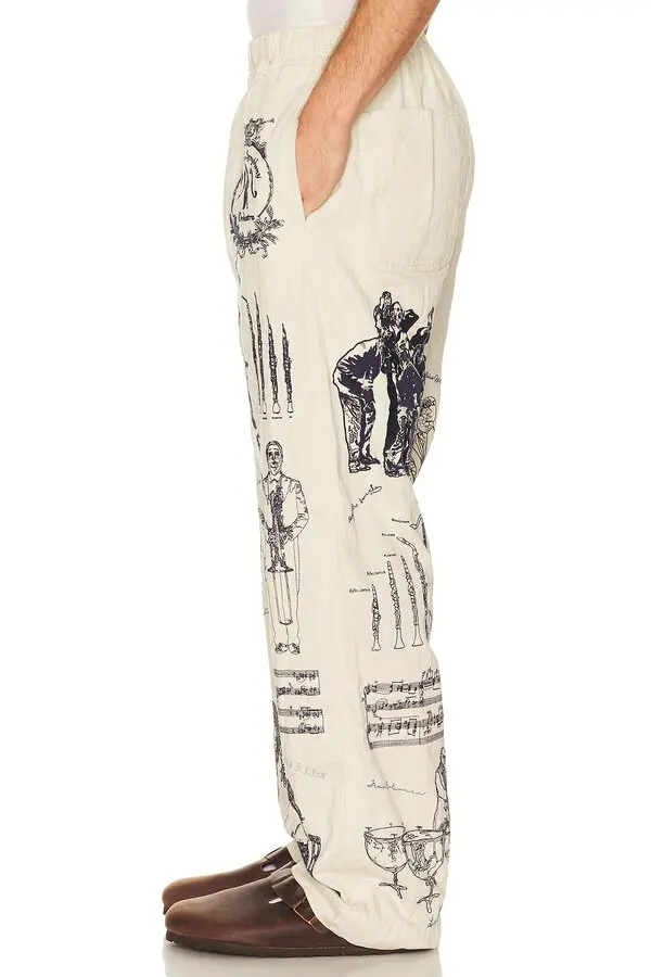 SAMUEL ZELIG Cream Cotton Embroidered Orchestra Pants - Natural