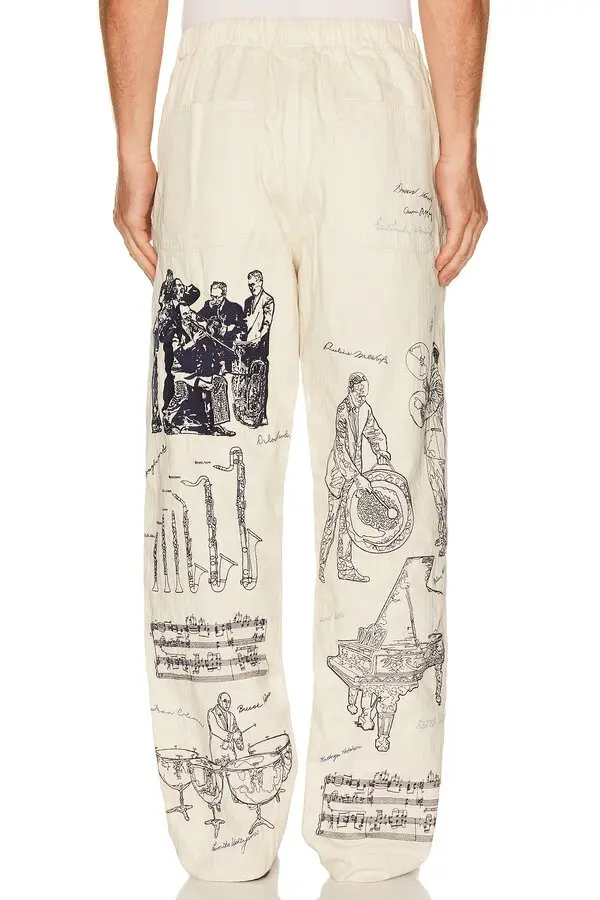SAMUEL ZELIG Cream Cotton Embroidered Orchestra Pants - Natural