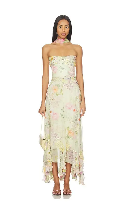Amanda Uprichard Monterey Dress With Scarf - Endive Multi