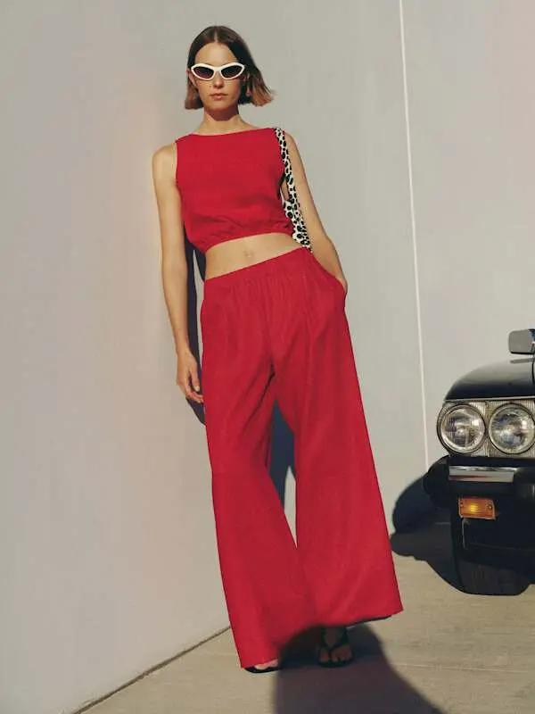 REFORMATION Toscana Sleeveless High Neck Cropped Top